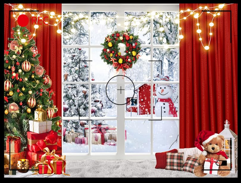 CHAIYA 7X5FT Winter Snow Christmas Trees Backdrop for Photography and Family Party - New Year Celebration Background