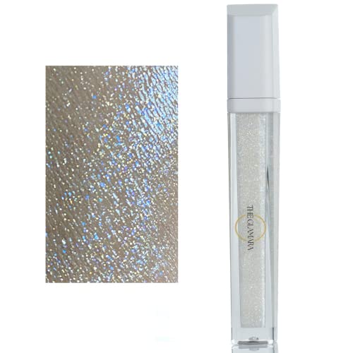 Glitter Lip Gloss Silver White High Shine Glossy Finish Moisturizing with Shea Butter | Talc-Free Mica-Free Paraben-Free Gluten-Free Vegan