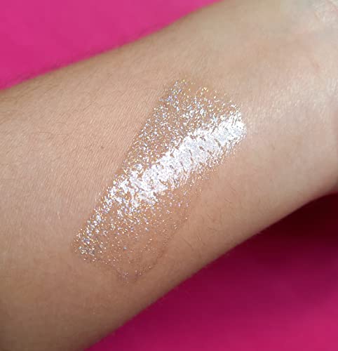 Glitter Lip Gloss Silver White High Shine Glossy Finish Moisturizing with Shea Butter | Talc-Free Mica-Free Paraben-Free Gluten-Free Vegan