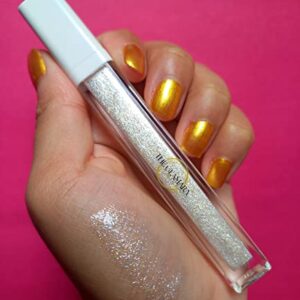 Glitter Lip Gloss Silver White High Shine Glossy Finish Moisturizing with Shea Butter | Talc-Free Mica-Free Paraben-Free Gluten-Free Vegan