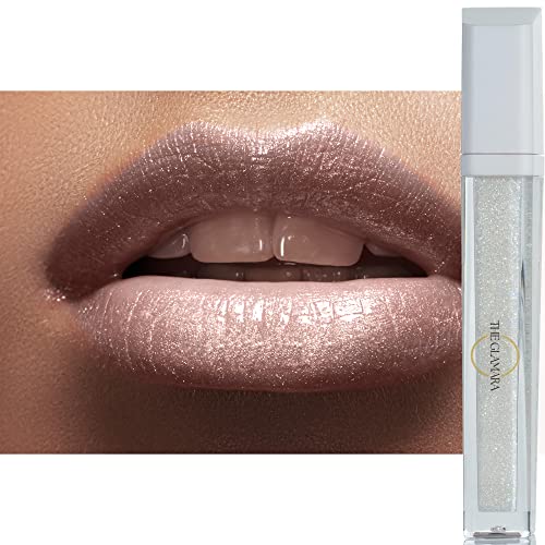 Glitter Lip Gloss Silver White High Shine Glossy Finish Moisturizing with Shea Butter | Talc-Free Mica-Free Paraben-Free Gluten-Free Vegan