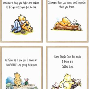 Winnie the Pooh Wall Decor – Unframed Set of 4 Prints, 8x10 Inch, Watercolour Nursery Wall Decor for Boys and Girls, Kids, Baby’s Nursery Decor Playroom Classic Pooh Bear Friends Piglet UNFRAMED