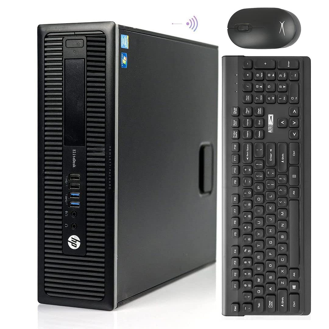 HP Elitedesk 800 G1 SFF Desktop PC,Refurbished Desktop i5,Win 10 Business Computers,32GB RAM,1TB SSD,DVD,DP,HDMI,WiFi,BT,VGA,USB,Wireless Keyboard and Mouse + TJJ Mouse PAD (Renewed)