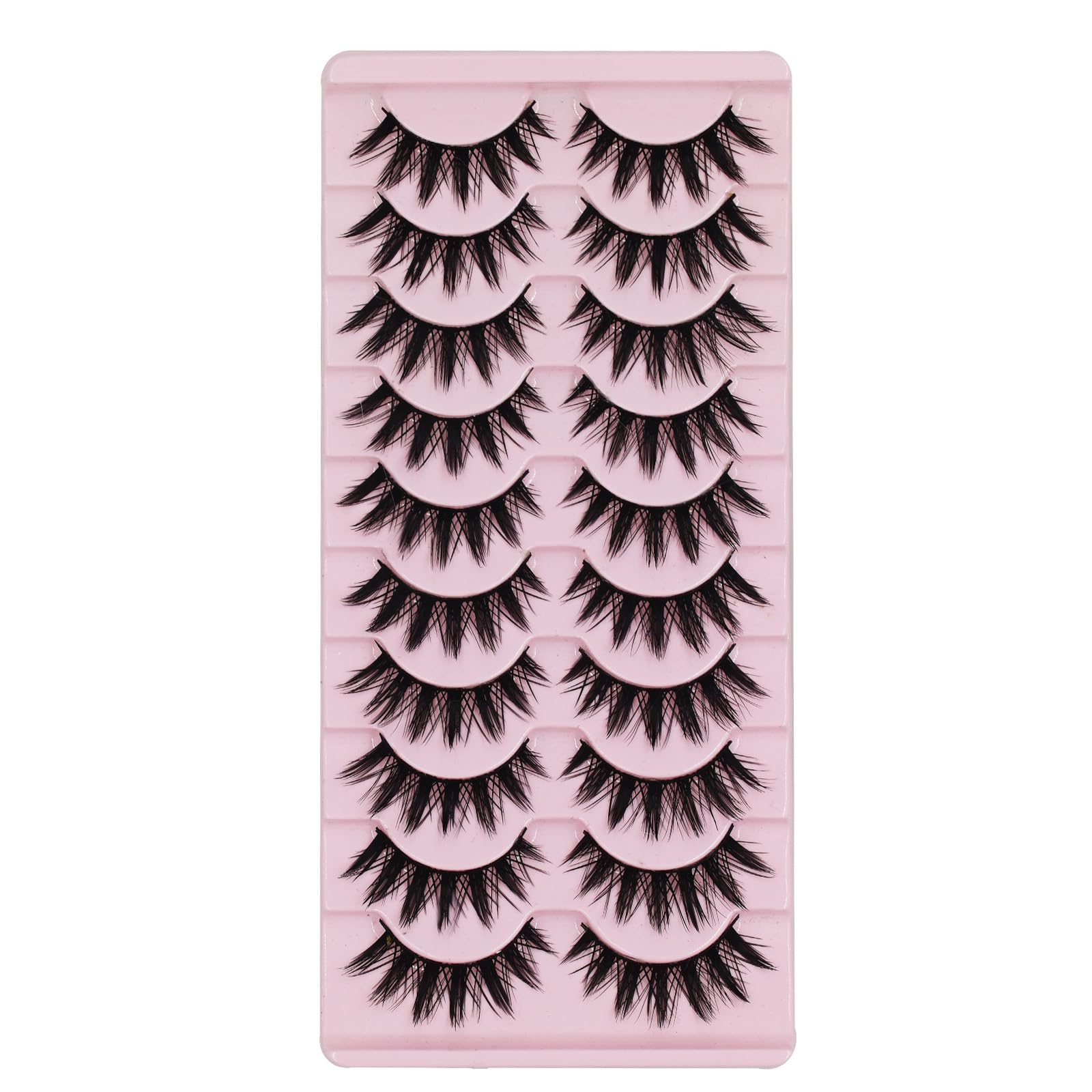 AUGENL 10Pairs False Eyelashes Cute Japanese Style Makeup Thick Eye Lash Extension,Cosplay Anime Makeup Eyelashes Reusable Lashes Manga Eye Makeup Tools (H03)