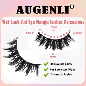 AUGENL 10Pairs False Eyelashes Cute Japanese Style Makeup Thick Eye Lash Extension,Cosplay Anime Makeup Eyelashes Reusable Lashes Manga Eye Makeup Tools (H03)