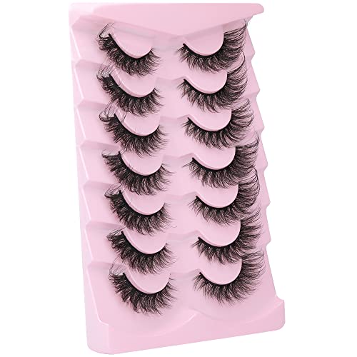 Russian Strip Lashes Cat Eye Lashes Extension Fox Eye Faux Mink Lash Natural Look 20MM Eyelashes Fluffy D Curly Volume Wispy Pack 7 Pairs Fake Eyelash by Winifred