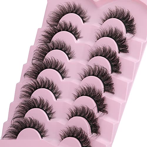 Russian Strip Lashes Cat Eye Lashes Extension Fox Eye Faux Mink Lash Natural Look 20MM Eyelashes Fluffy D Curly Volume Wispy Pack 7 Pairs Fake Eyelash by Winifred