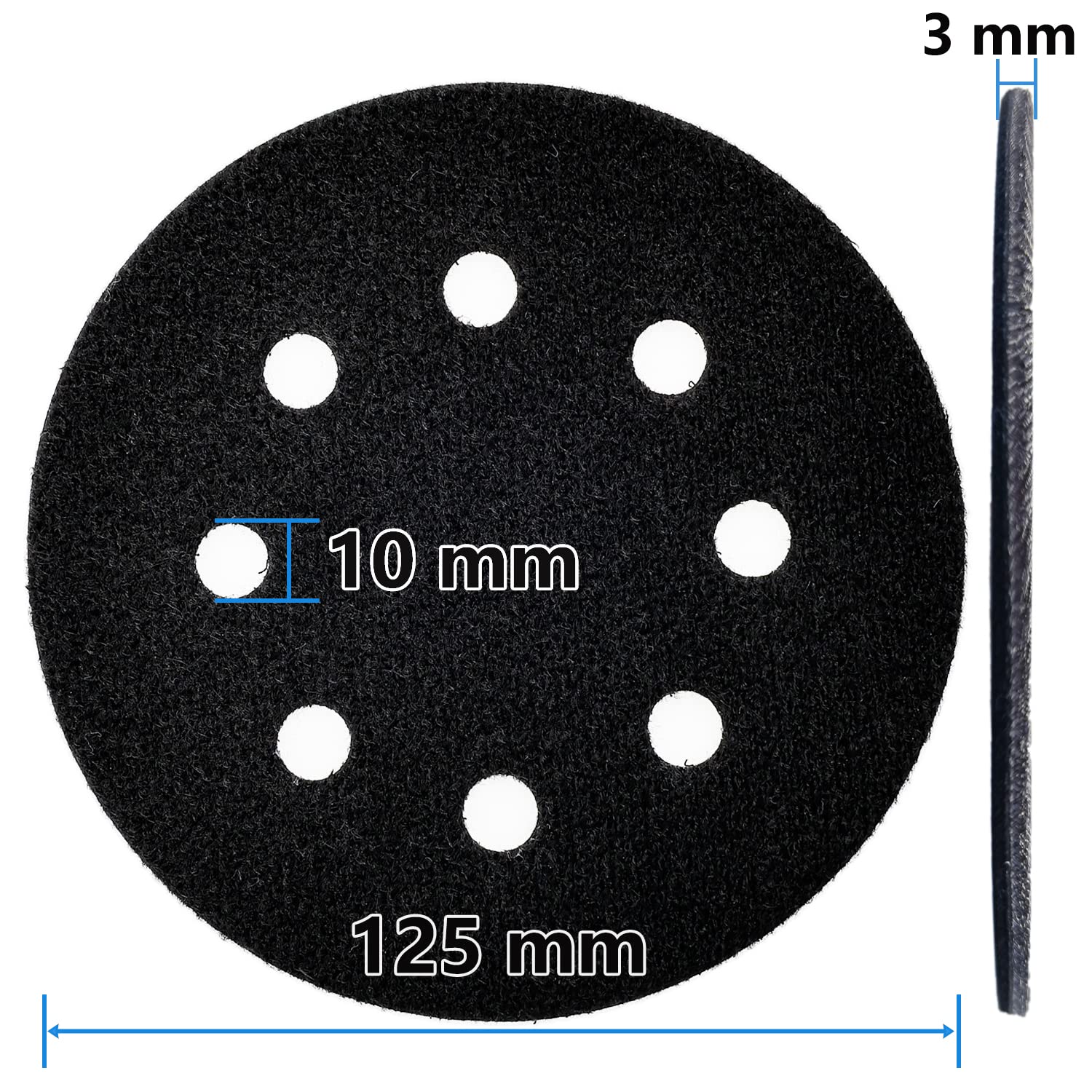 5 inch 8 Hole Premium Hook and Loop Pad Saver for Random Orbital Sanders Pads notably extends The Backing pad´s Lifetime,Multi Hole Pad Protector (1 Pack)