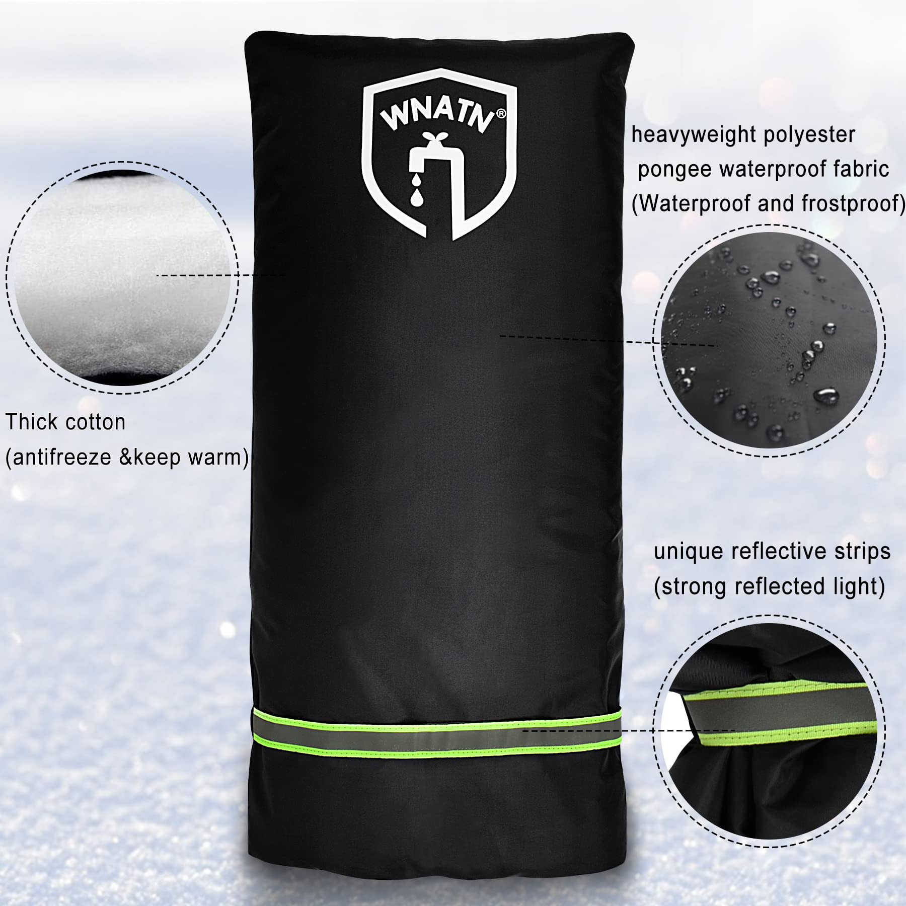 WNATN Outdoor Faucet Cover for Winter Freeze Protection,28" L x 15"W,Outdoor Long Faucet Cover Socks for Winter,Spigot Covers Winter Insulated,Outside Large Faucet Cover Freeze Protection,1PCS(Black)