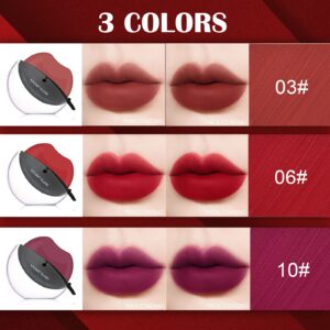 DAGEDA 3 Colors Matte Lipstick Set, Matte Velvet Lipstick Lip Shape Lazy Lipstick, Long Lasting High Pigmented Non-stick Cup Lip Gloss, Waterproof Easy to Color Lipstick Lazy Lip Makeup (Color B)