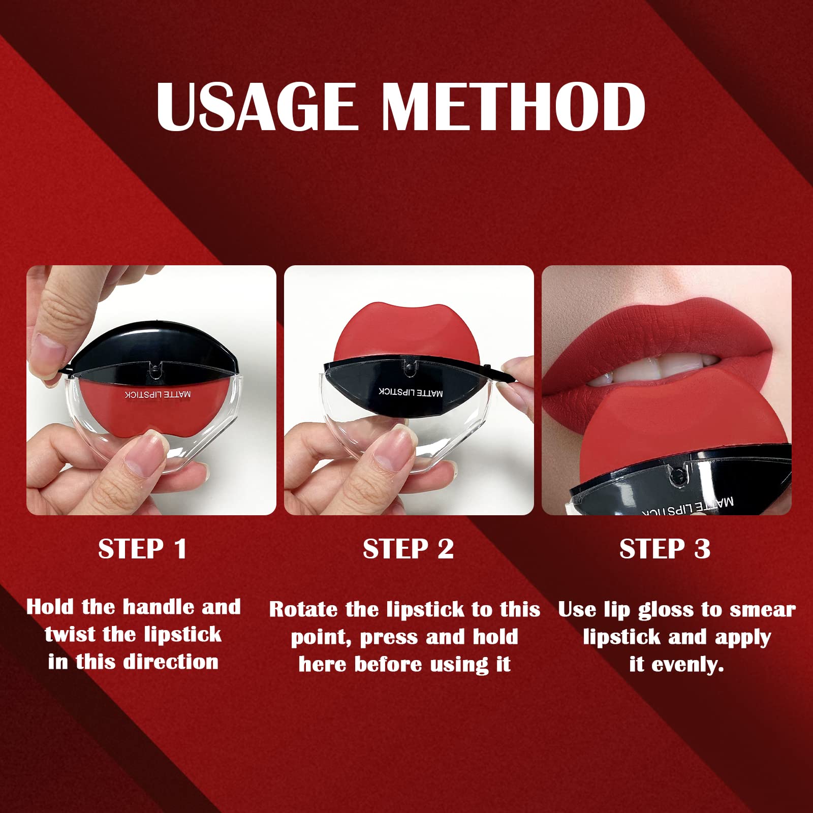 DAGEDA 3 Colors Matte Lipstick Set, Matte Velvet Lipstick Lip Shape Lazy Lipstick, Long Lasting High Pigmented Non-stick Cup Lip Gloss, Waterproof Easy to Color Lipstick Lazy Lip Makeup (Color B)