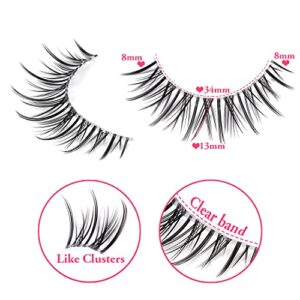 Manga Lashes Natural Look Japanese Anime Lashes Korean Asian Wispy Spiky Lashes with Clear Band Short Fake Eyelash 10 Pairs Pack by outopen