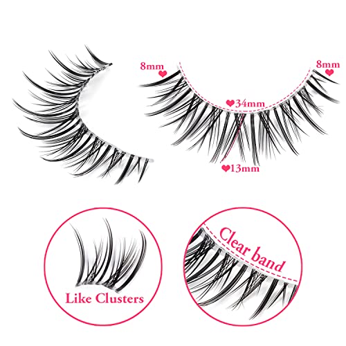 Manga Lashes Natural Look Japanese Anime Lashes Korean Asian Wispy Spiky Lashes with Clear Band Short Fake Eyelash 10 Pairs Pack by outopen