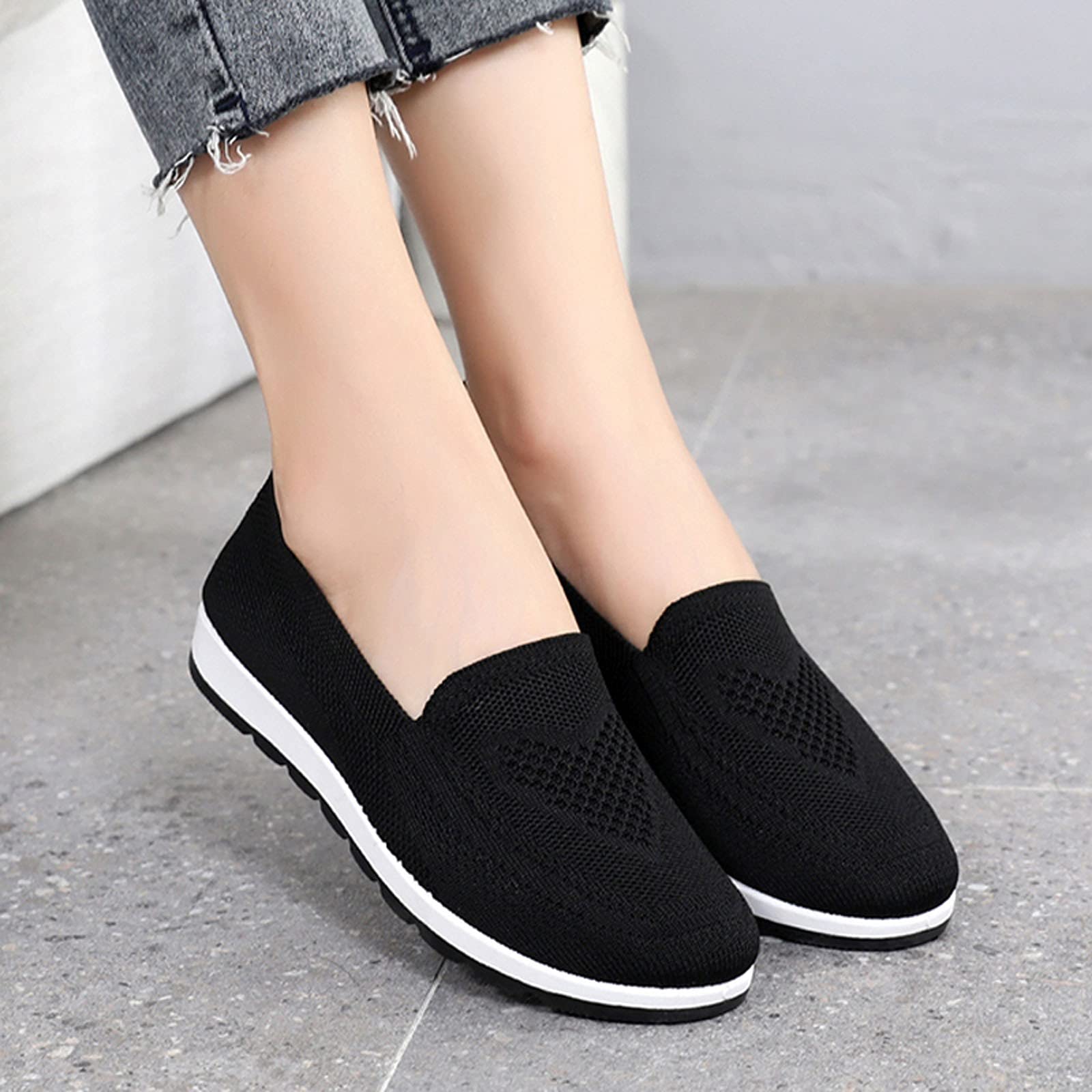 MLAGJSS Slip On Breathe Mesh Walking Shoes Women Sneakers Wedge Platform Loafers White Slip On Shoes for Women