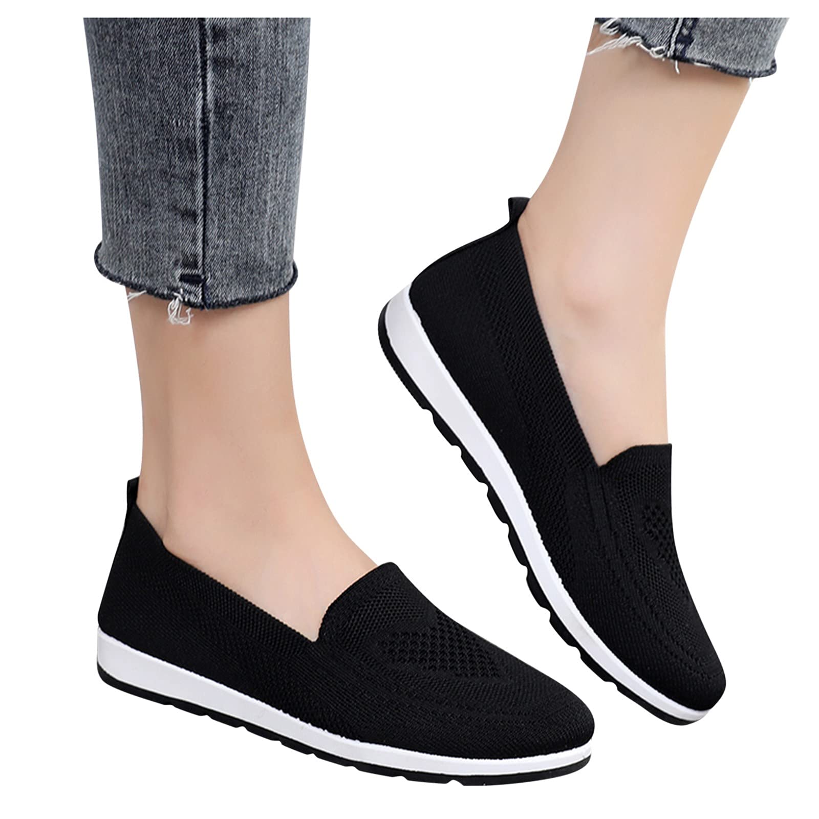 MLAGJSS Slip On Breathe Mesh Walking Shoes Women Sneakers Wedge Platform Loafers White Slip On Shoes for Women