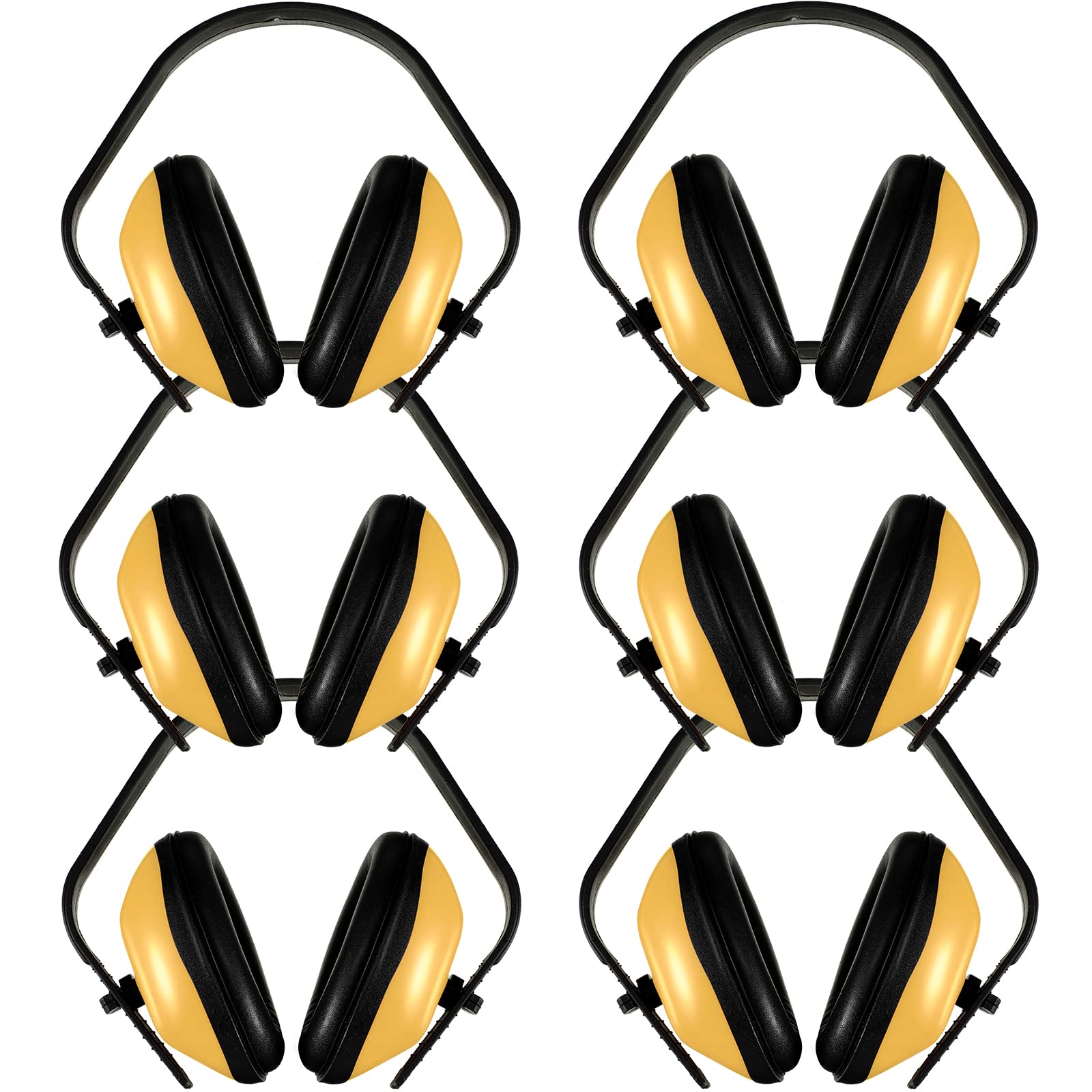 Maitys 6 Pcs Soundproof Earmuffs Hearing Protection Headphones Adjustable Padded Defender Noise Reduction Earplug for Kids (Yellow)