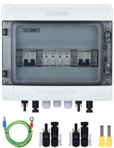 dihool pv solar combiner box for solar panels, 2 string 25 amp ip65 box dc500v 50a miniature circuit breakers