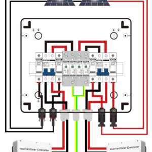 DIHOOL PV Solar Combiner Box for Solar Panels, 2 String 25 Amp IP65 Box DC500V 50A Miniature Circuit Breakers