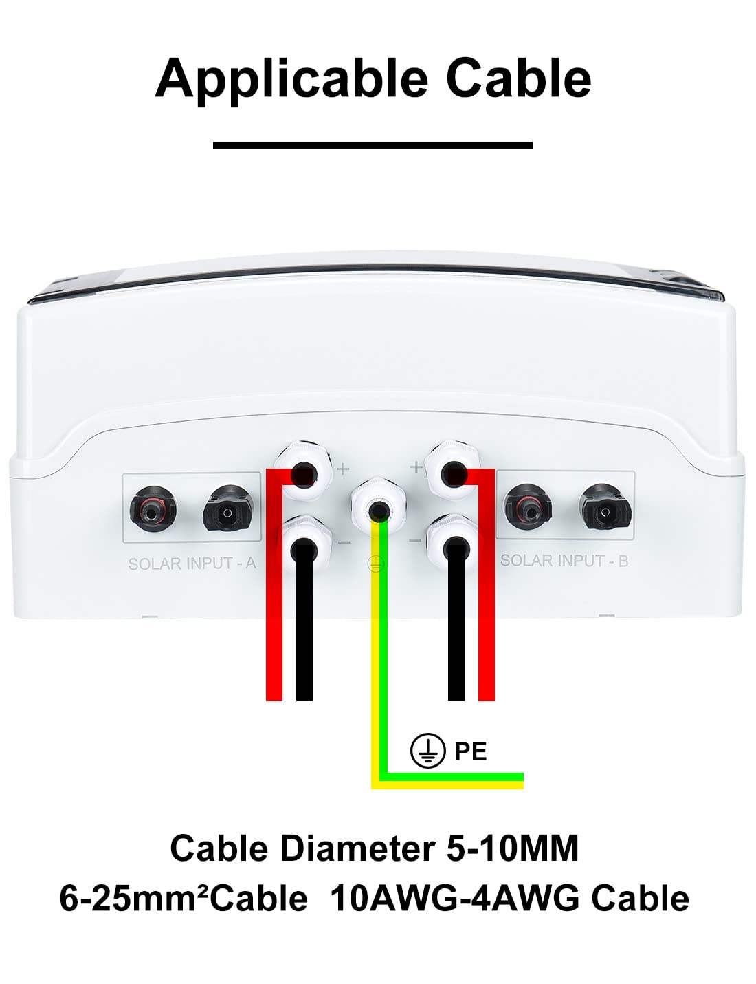 DIHOOL PV Solar Combiner Box for Solar Panels, 2 String 25 Amp IP65 Box DC500V 50A Miniature Circuit Breakers