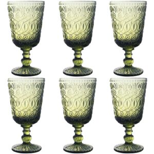 taganov green drinking glasses set of 6 red wine goblets 10 oz colored water beverage cup vintage glassware for wedding party holidays anniversary