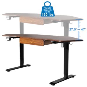 Frassie 71” Electric Standing Desk with LED Control Handle, Adjustable Height Sit Stand Wing-Shaped Desk with Drawer