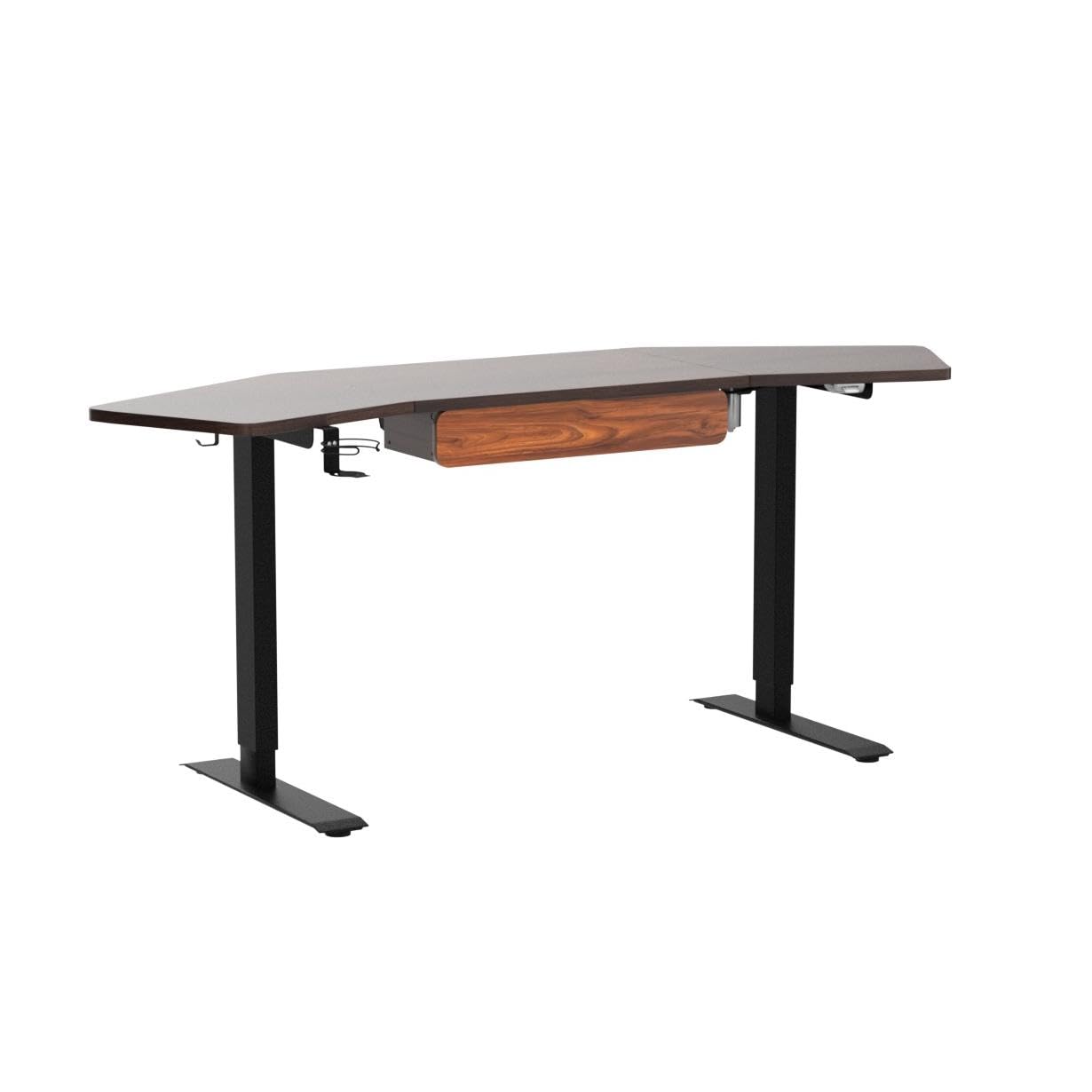 Frassie 71” Electric Standing Desk with LED Control Handle, Adjustable Height Sit Stand Wing-Shaped Desk with Drawer