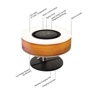 AMPULLA Tree of Aura Smart Bedside Lamp Table Lamp with Wireless Charge and Bluetooth Speaker Dimmable Nightstand Lamp for Bedroom