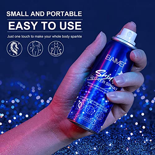 Glitter Spray, Hair Glitter Spray, Spray Body Glitter, Shiny Glitter Spray for Skin, Face, Hair and Clothing, Body Shiny Glitter Spray, Glitter Hairspray for Prom, Festival Rave, Stage Makeup