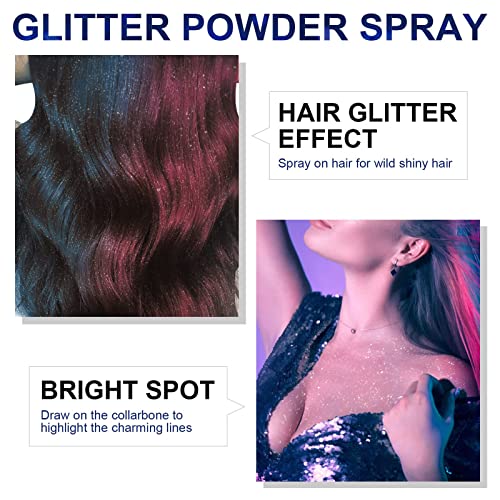 Glitter Spray, Hair Glitter Spray, Spray Body Glitter, Shiny Glitter Spray for Skin, Face, Hair and Clothing, Body Shiny Glitter Spray, Glitter Hairspray for Prom, Festival Rave, Stage Makeup