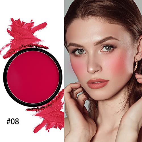 Boobeen Powder Blush Matte Blush, Highly Pigmented Beauty Cream Blush Palette for Create A Natural Cheek Flushed Look, Rich Colors