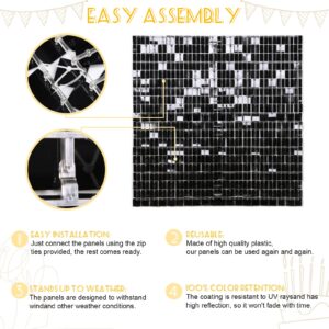 Black Shimmer Wall Backdrop 6ftx4ft Square Sequin Shimmer Backdrop for Birthday Anniversary Wedding Engagement Halloween Backdrop Decor