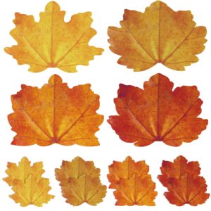 8 pieces thanksgiving day maple leaf placemats fall plastic place mats autumn harvest table mats waterproof table mats for thanksgiving halloween kitchen decor vintage placemats (maple leaf style)