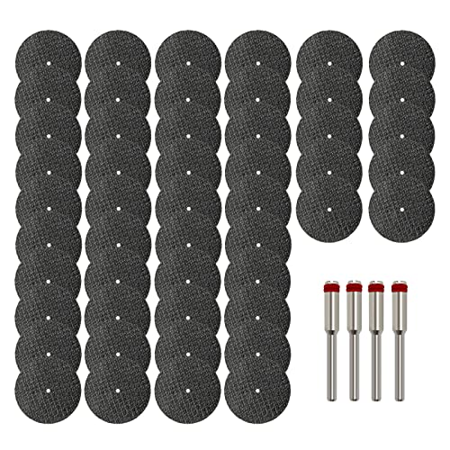 50pcs Rotary Tool Cut Off Wheels 1-1/4'' Fiberglass Reinforced Cutting Wheel Discs with 4Pcs Mandrels Rotary Tool Accessories for Cutting Metal, Wood, Stone