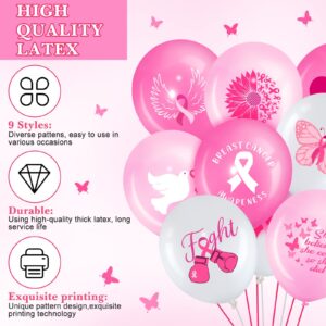 45 Pcs Breast Cancer Awareness Balloons Pink Ribbon Latex Balloons Breast Cancer Balloon Bundle for Women Home Office Breast Cancer Awareness Party Supplies Indoor Outdoor Decor, 12 Inch