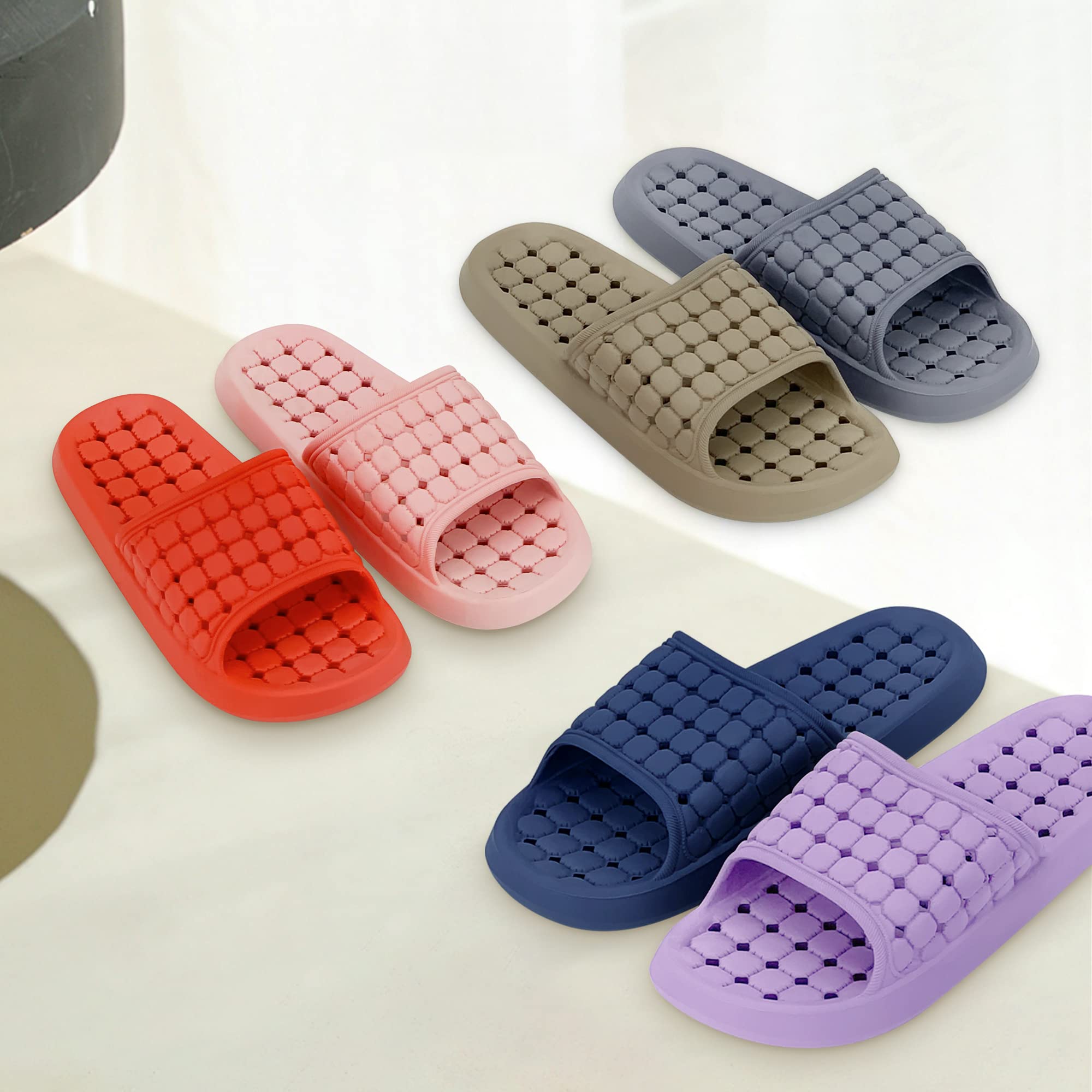 BAMALA Shower Shoes Quick Drying Non-slip Slippers Women Men Shower Sandals With Drain Holes Open Toe House Summer Bathroom Slides for Bedroom Pool College Dorm Gym Beach