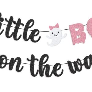 Halloween Girl Baby Shower Decorations, A Little Boo Is On The Way Banner, Pink and Black Glitter Halloween Birthday Decorations, Pink Halloween Baby Shower Decor, A little Boo Is Almost Due Banner