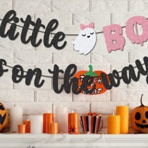 Halloween Girl Baby Shower Decorations, A Little Boo Is On The Way Banner, Pink and Black Glitter Halloween Birthday Decorations, Pink Halloween Baby Shower Decor, A little Boo Is Almost Due Banner