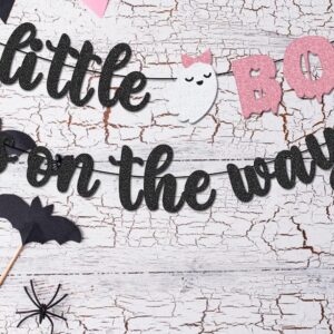 Halloween Girl Baby Shower Decorations, A Little Boo Is On The Way Banner, Pink and Black Glitter Halloween Birthday Decorations, Pink Halloween Baby Shower Decor, A little Boo Is Almost Due Banner