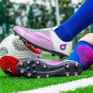 DHOVOR Mens Womens Soccer Cleats FG Football Shoes Unisex Adult Athletics Football Trainers Football Cleats Teenagers Soccer Shoes Purple