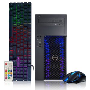 dell rgb gaming desktop pc, intel quad i5 up to 3.6ghz, 16gb ram, geforce gtx 1050 ti 4g gddr5, 128g ssd + 2tb, dvd, wifi & bluetooth, rgb keyboard & mouse, win 10 pro (renewed)