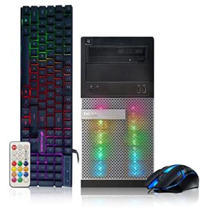 dell gaming pc desktop rgb computer intel quad i5 up to 3.6ghz + radeon rx 550 4g gddr5, 16gb ram, 512g ssd, rgb keyboard & mouse, wifi & bluetooth, dvd, win 10 pro (renewed)