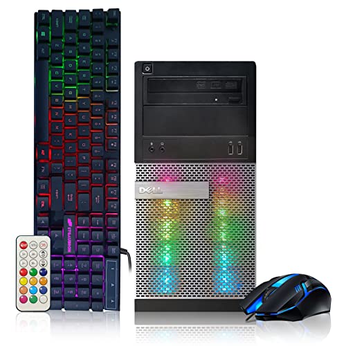 Dell Gaming PC Desktop RGB Computer Intel Quad I5 up to 3.6GHz + Radeon RX 550 4G GDDR5, 16GB RAM, 512G SSD, RGB Keyboard & Mouse, WiFi & Bluetooth, DVD, Win 10 Pro (Renewed)