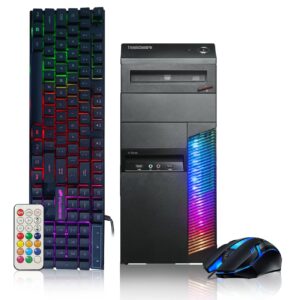 lenovo gaming pc desktop rgb computer intel quad i5 up to 3.6ghz + geforce gtx 1050 ti 4g gddr5, 16gb ram, 128g ssd + 2tb, rgb keyboard & mouse, wifi & bluetooth, dvd, win 10 pro (renewed)