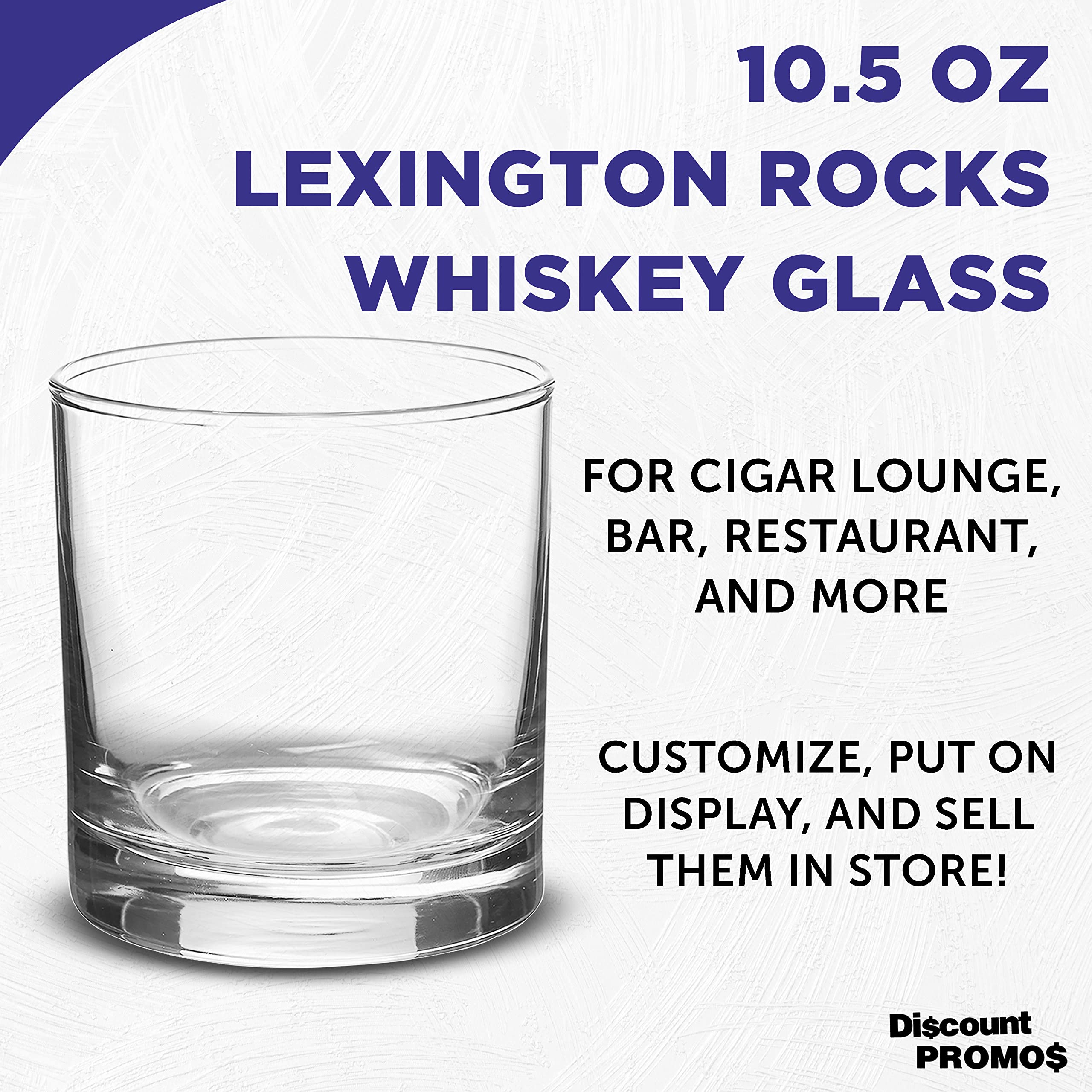 DISCOUNT PROMOS Lexington Rocks Whiskey Glass 10.5 oz, Set of 12, Bulk Pack - Perfect for Scotch, Bourbon, Whiskey, Cocktail - Clear