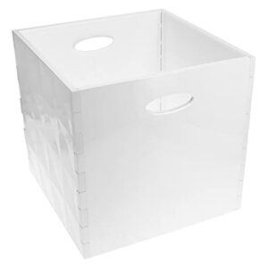 Ginsey Home Solutions Home+Solutions Plastic and Bamboo White Large Crystal Bin - Multipurpose Storage Container (81534)