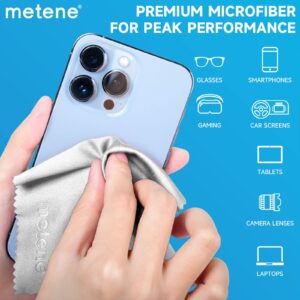 Metene 15 Pack Microfiber Cleaning Cloths (6"x7") in Individual Vinyl Pouches | Glasses Cleaning Cloth for Eyeglasses, Phone, Screens, Camera Lens and Other Delicate Surfaces Cleaner (Black＆Grey)