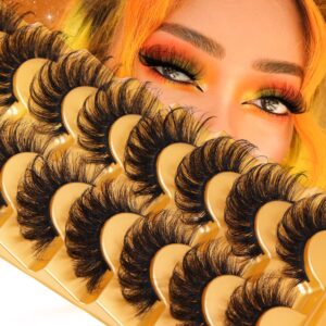 focipeysa false lashes fluffy mink eyelashes 18mm lashes pack 8d mink curly faux mink lashes volume dramatic lashes 8 pairs