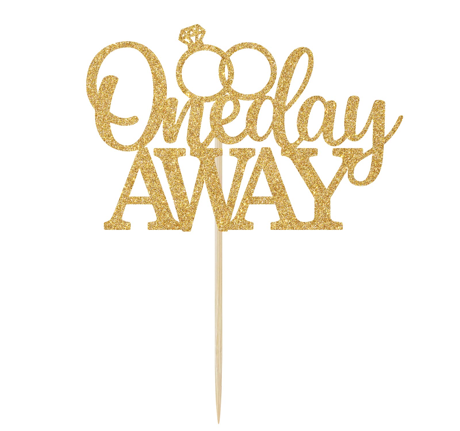 One Day Away Cake Topper, Wedding Rehearsal Cake Decoraations Gold Glitter