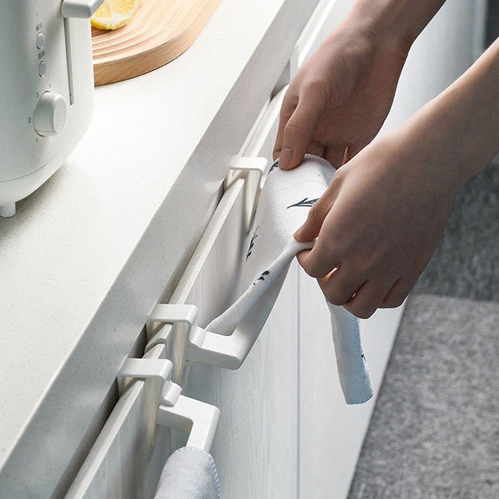 Modern Kitchen Over Cabinet Plastic Towel Bar Rack, Hang on Inside or Outside of Doors, Storage and Organization for Hand and Dish Towels, Rag(2pcs)