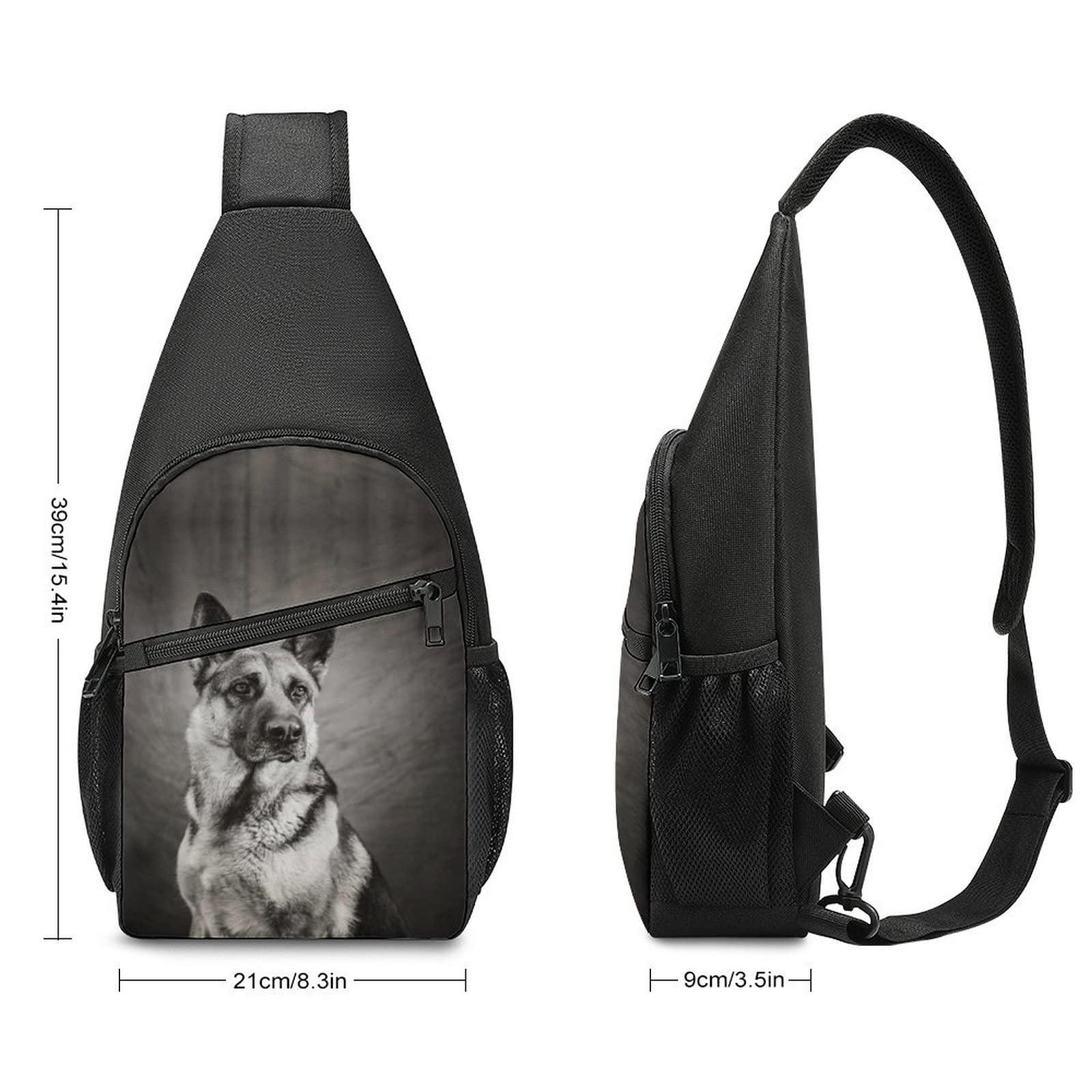 Black And White German Shepherd Crossbody Shoulder Bag Sling Backpack Travel Hiking Daypack Casual Chest Pack For Women Man One Size